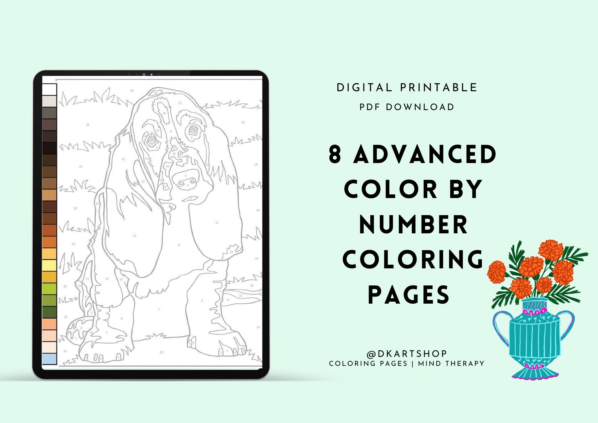 8 Advanced Color by Number | Coloring Pages | Color Therapy - Etsy