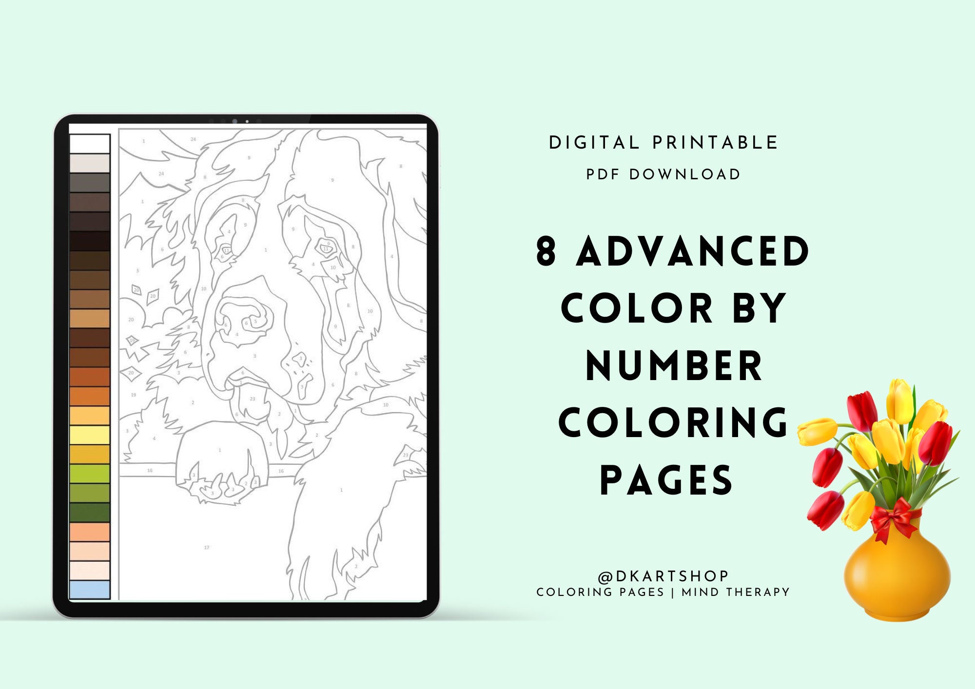 8 Advanced Color by Number | Coloring Pages | Color Therapy - Etsy