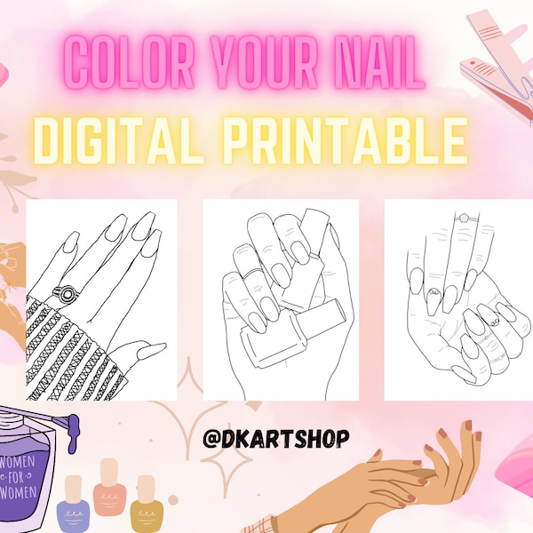 Nails Coloring Book - Etsy