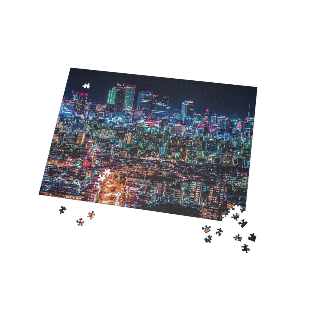Jigsaw Puzzle, Cityscape Night Lights, Urban Building and Streets, 96 ...