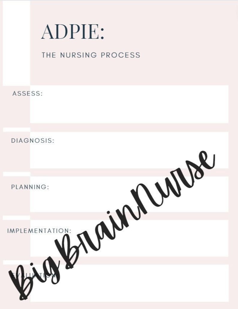 ADPIE Nursing Template Digital Download to Print and Write or Use ...