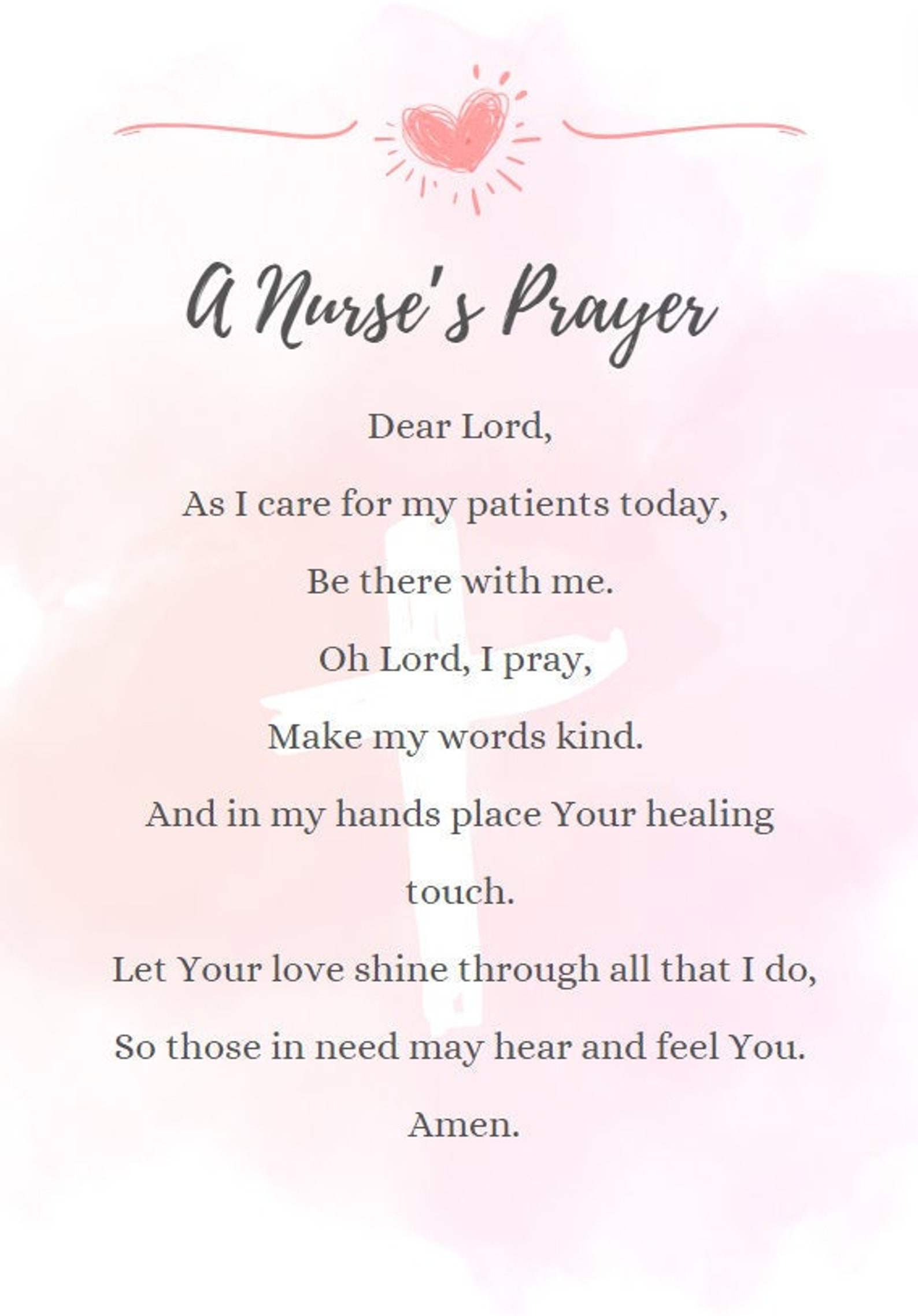 Nurse Prayer Nurses Week Gift Christian Wall Art Nursing Student Gift ...
