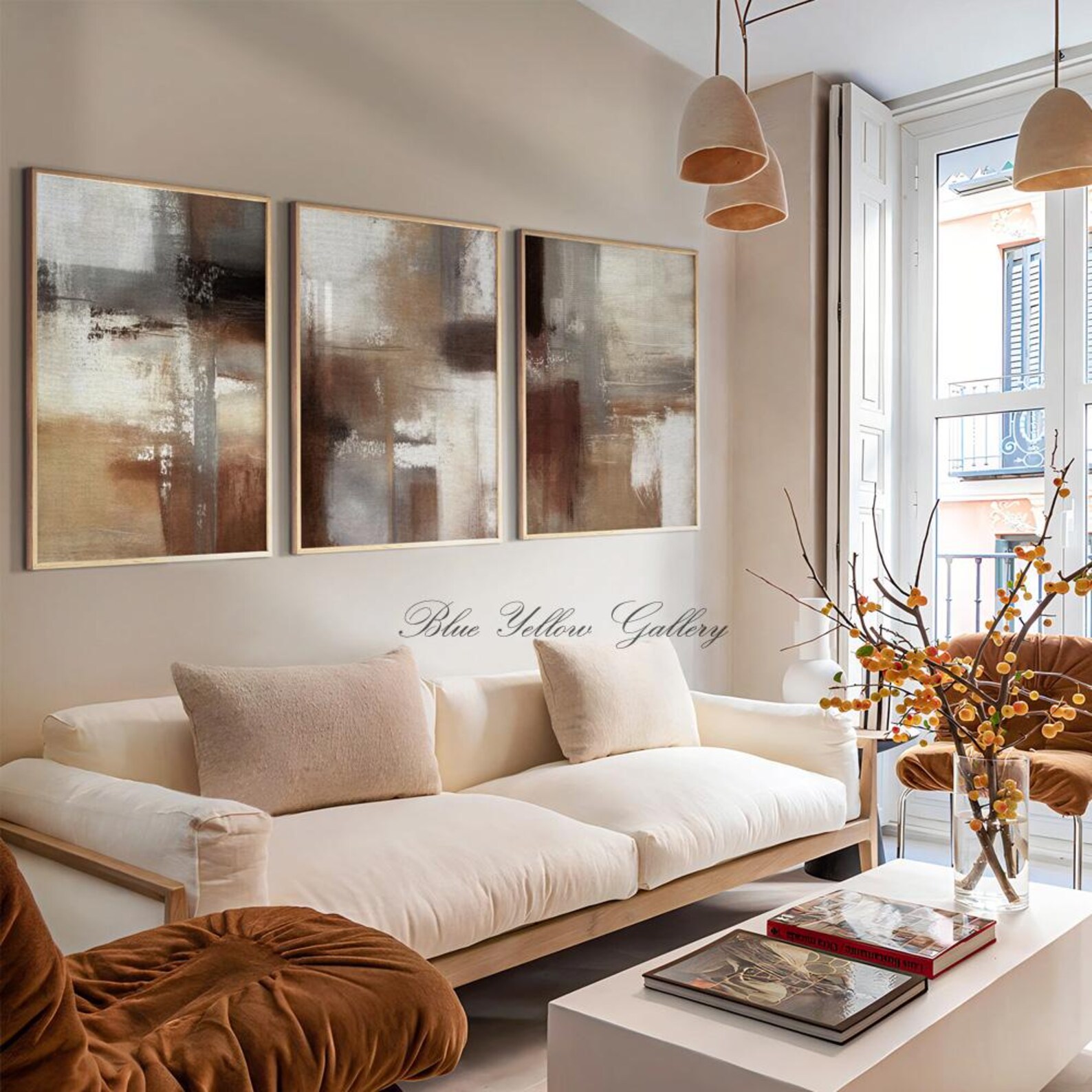 Minimalist Neutral Abstract Printable Wall Art Set of 3. Pastel Nordic ...