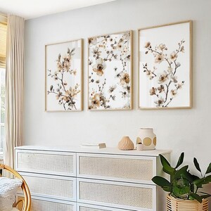 Neutral Spring Floral Gallery Wall Set of 3 Printable Art. Minimalist ...