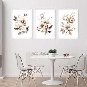 Neutral Floral Gallery Wall Set of 3 Printable Art. Minimalist ...