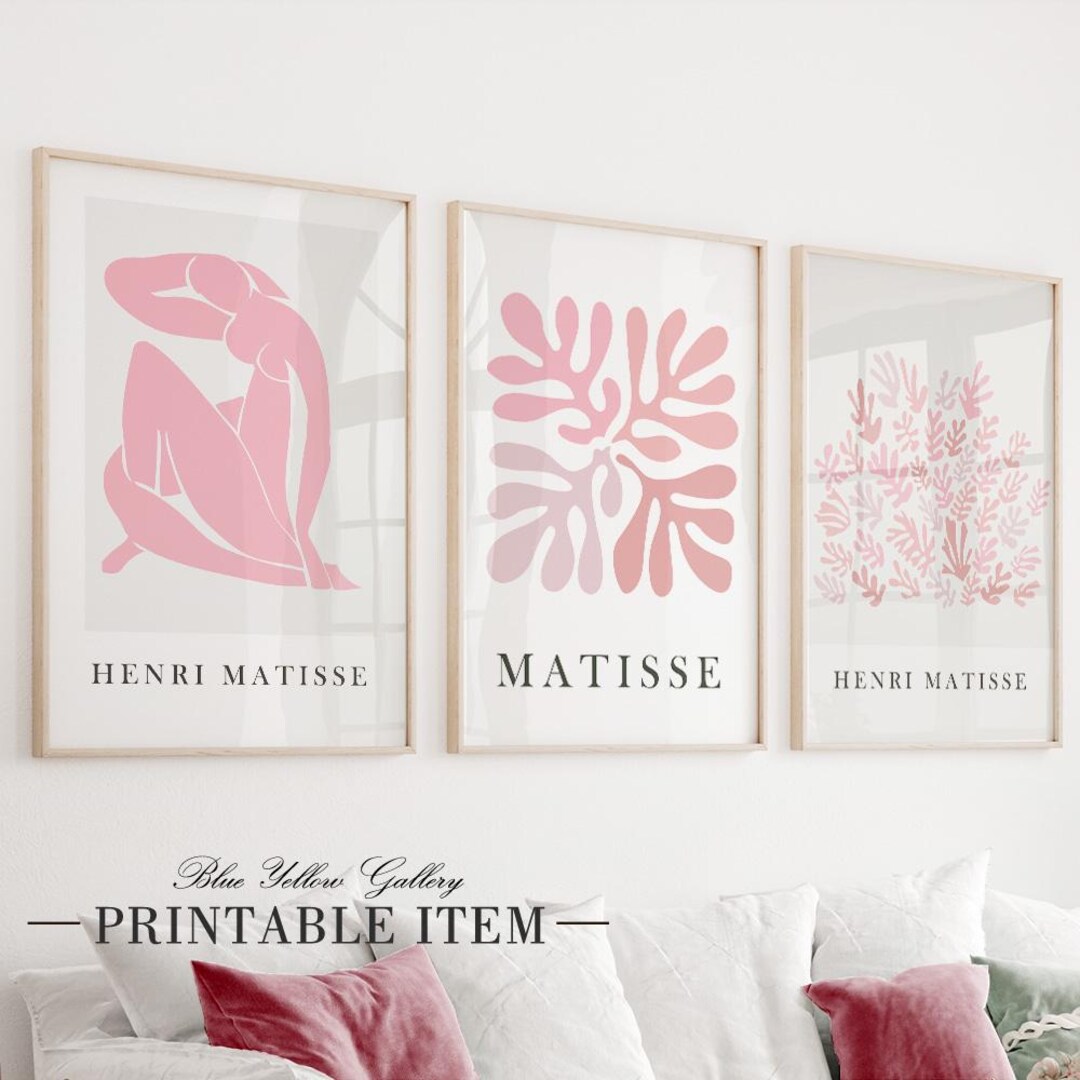 Dusty Pink Henry Matisse Wall Art Set of 3 Print. Mid Century Matisse ...