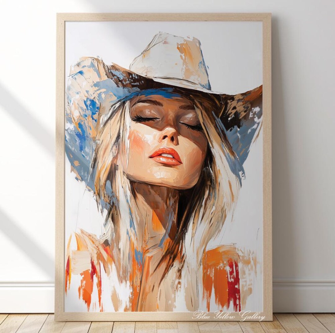 Abstract Cowgirl Wall Art, Modern Western Female Print. Coastal Cowgirl ...