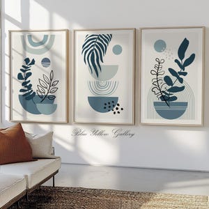 Printable Navy Blue Mid Century Modern Wall Art Set of 3 Print ...