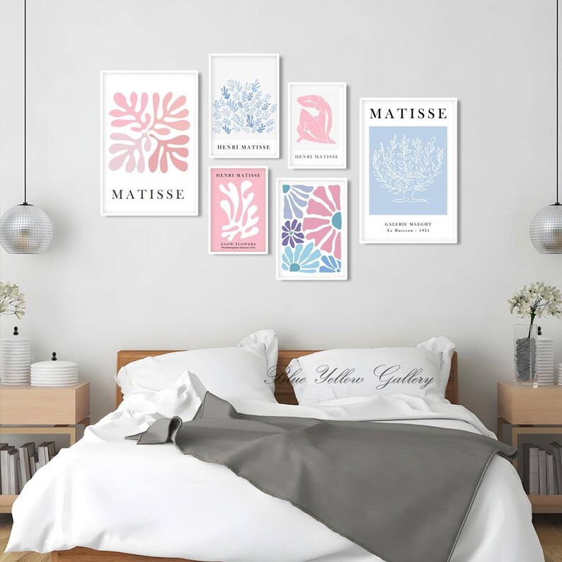 Pink Blue Matisse, Picasso Wall Art Set of 6 Printable Art. Bohemian ...
