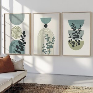 Set of 3 Blue Mid Century Modern Printable Gallery Wall Art. Bohemian ...