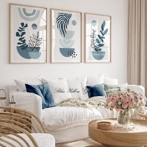 Printable Navy Blue Mid Century Modern Wall Art Set of 3 Print ...