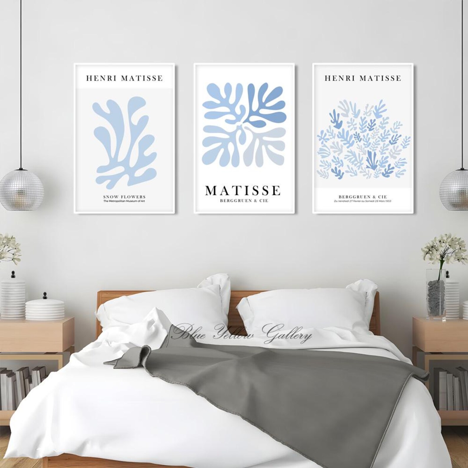 Light Blue Matisse Print, Downloadable Set of 3. Neutral Minimalist Mid ...