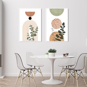 Terracotta Green Mid Century Modern Wall Art Set of 2 Print. Bohemian ...