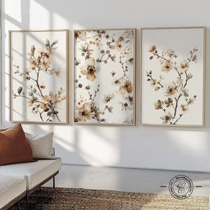 Neutral Spring Floral Gallery Wall Set of 3 Printable Art. Minimalist ...