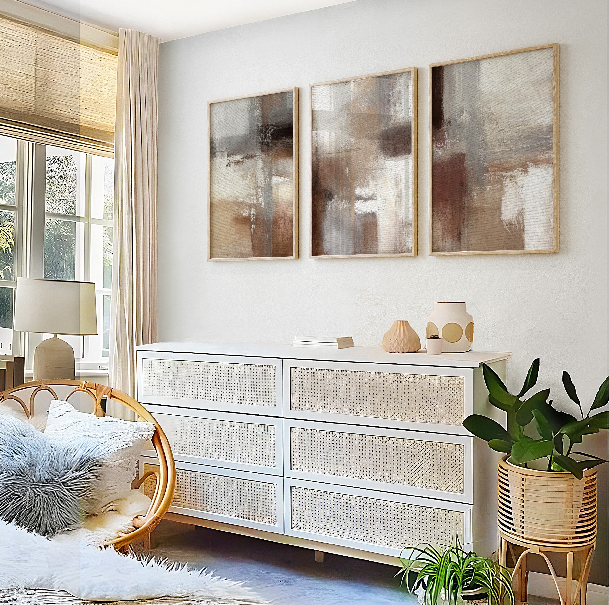 Minimalist Neutral Abstract Printable Wall Art Set of 3. - Etsy