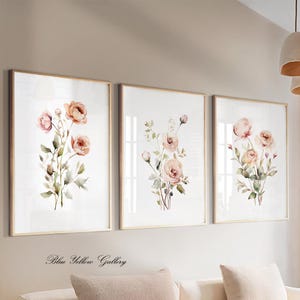 Neutral Botanical Wall Art Set of 3 Prints. Farmhouse Wild Flowers ...