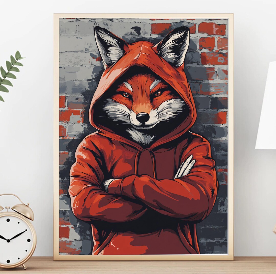 Dopamine Fox Poster, Animal Funky Wall Art, Teen Room Decor, Graffiti ...
