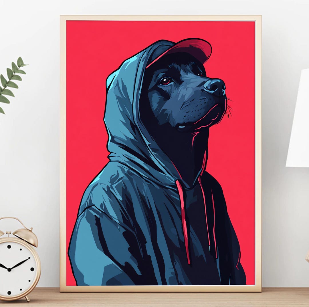 Minimalist Dog Poster, Modern Animal Teen Room Decor, Colorful Funky ...