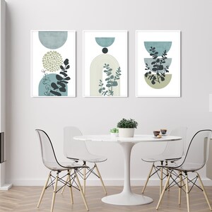 Set of 3 Blue Mid Century Modern Printable Gallery Wall Art. Bohemian ...