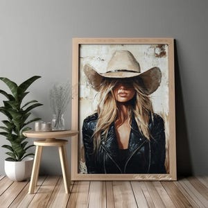 Modern Cowgirl Wall Art Print, Abstract Western Female Art, Livingroom ...
