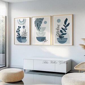 Printable Navy Blue Mid Century Modern Wall Art Set of 3 Print ...