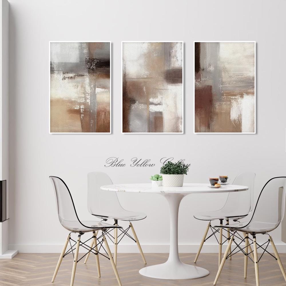 Minimalist Neutral Abstract Printable Wall Art Set of 3. Pastel Nordic ...