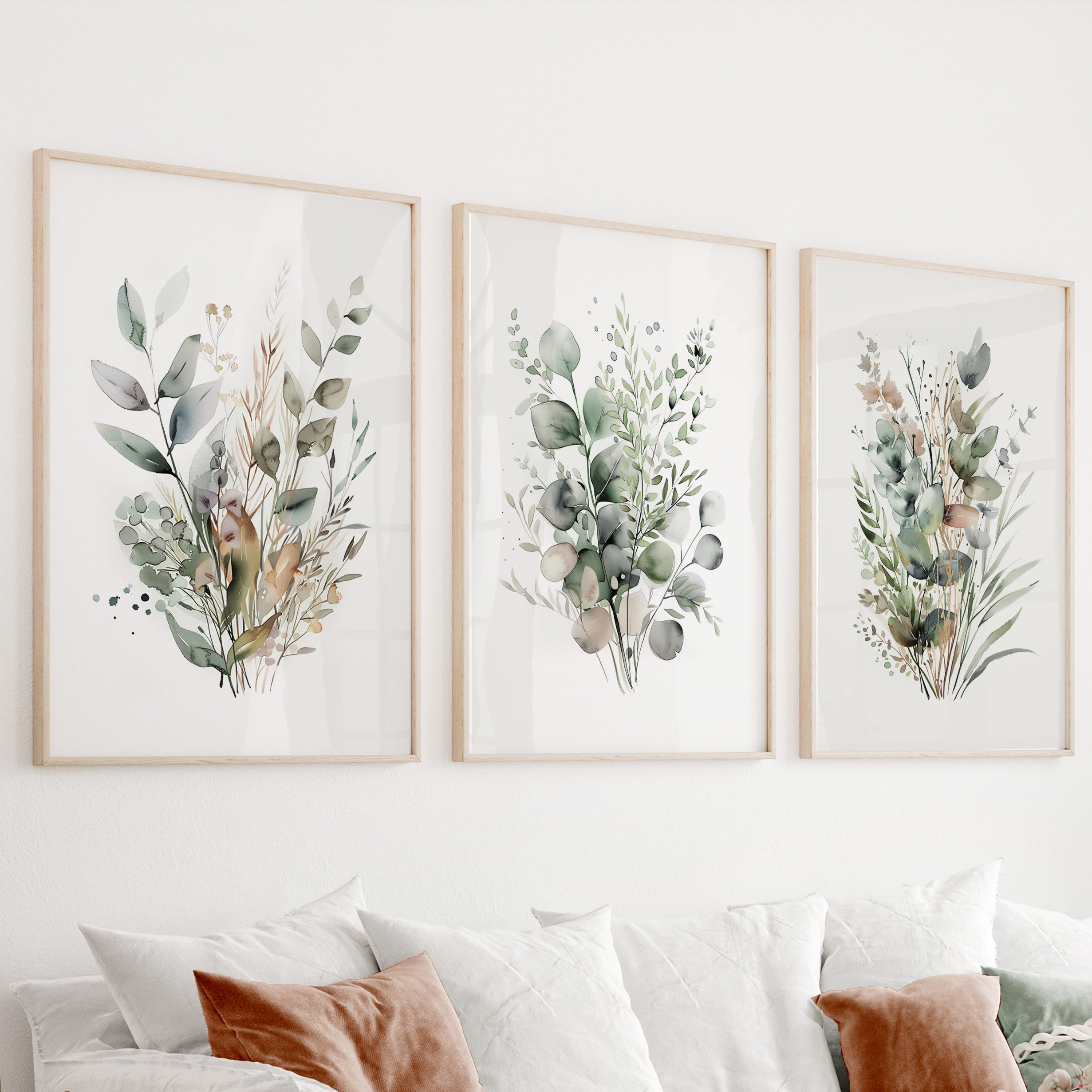 Neutral Botanical Bouquet Gallery Wall Set of 3 Printable Art ...