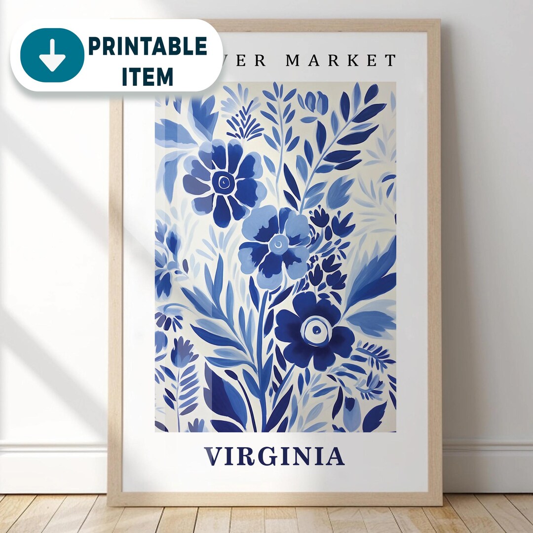 Virginia Retro Flower Market Poster. USA Flower Market Print, Boho ...