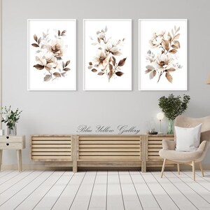 Neutral Floral Gallery Wall Set of 3 Printable Art. Minimalist ...
