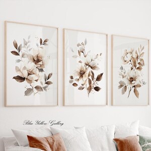 Neutral Floral Gallery Wall Set of 3 Printable Art. Minimalist ...