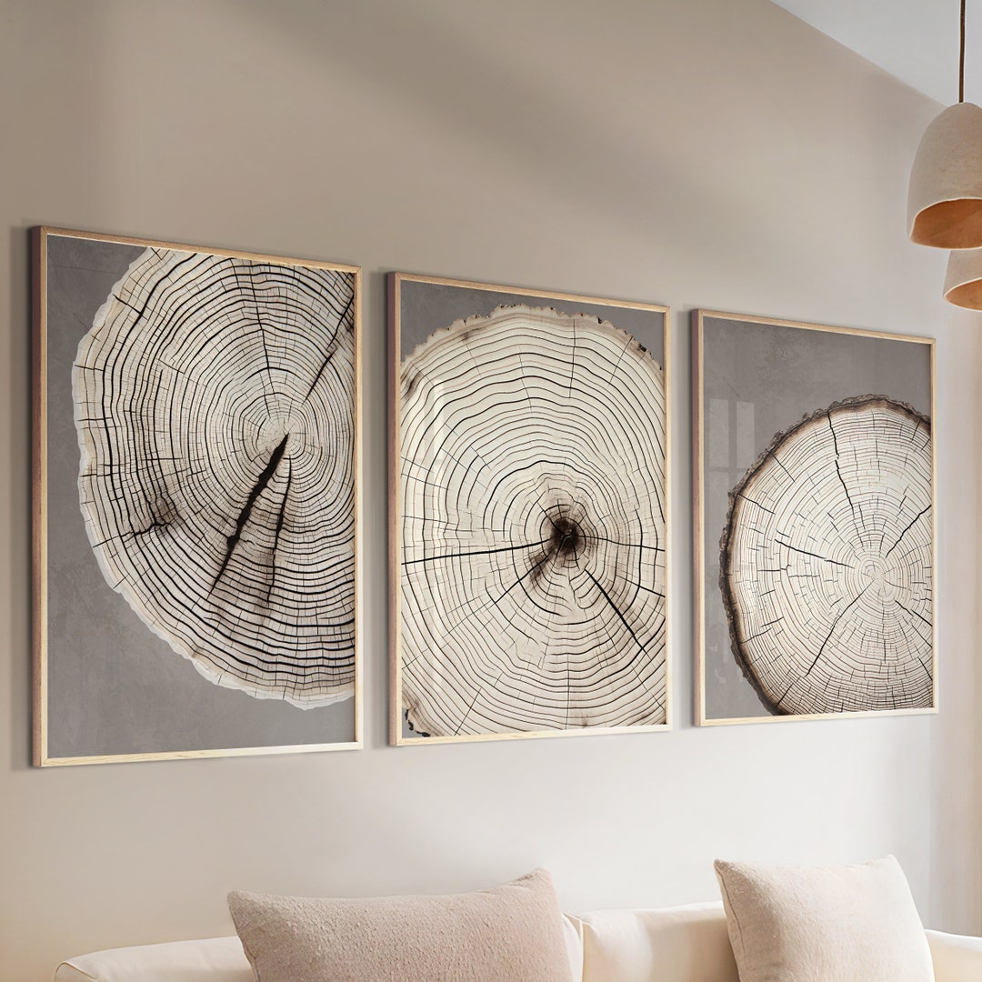 Tree Ring Printable Wall Art Set of 3 Print. Neutral Abstract ...