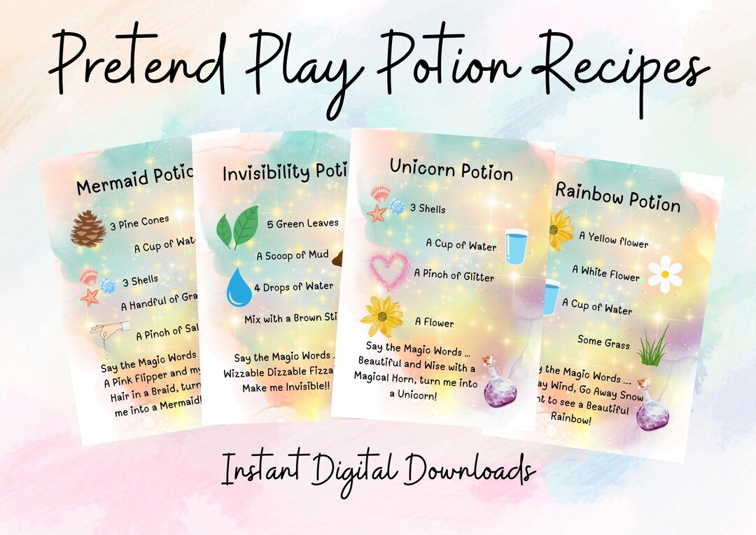 Pretend Potion Recipes / Menus for Childrens Mud Kitchen / Outdoor Role ...