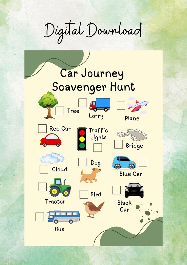 Car Journey Scavenger Hunt Digital Download. Perfect Game for Children ...