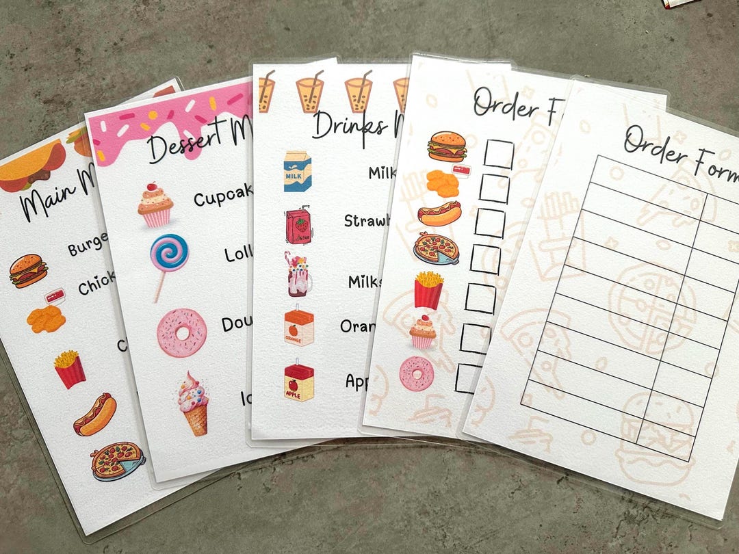Mud Kitchen Pretend Menus & Order Form Set for Kids - A5 Laminated ...
