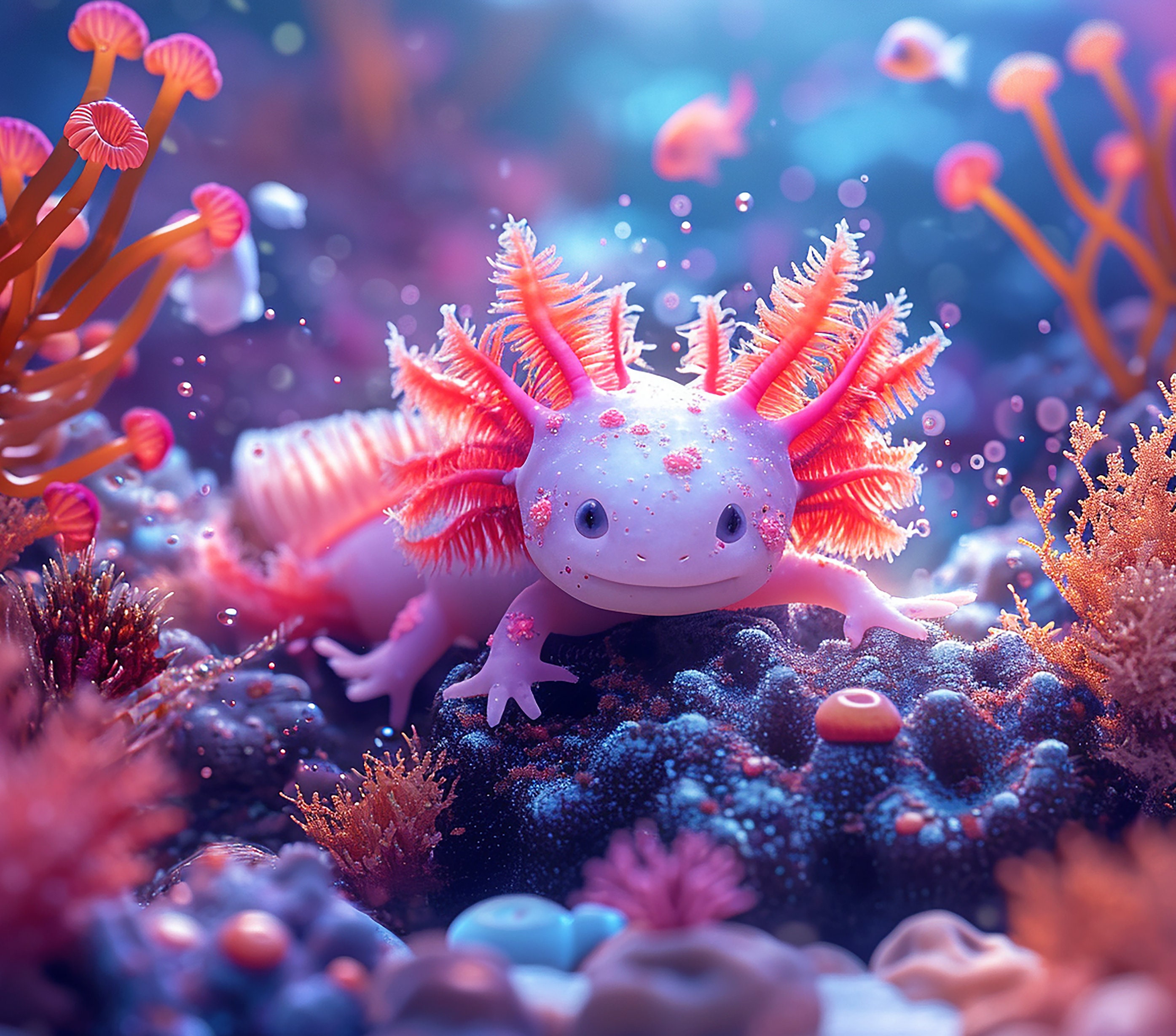 Pink Axolotl Tumbler Wrap, 3D Axolotl Sublimation PNG, Cute Axolotl Art ...