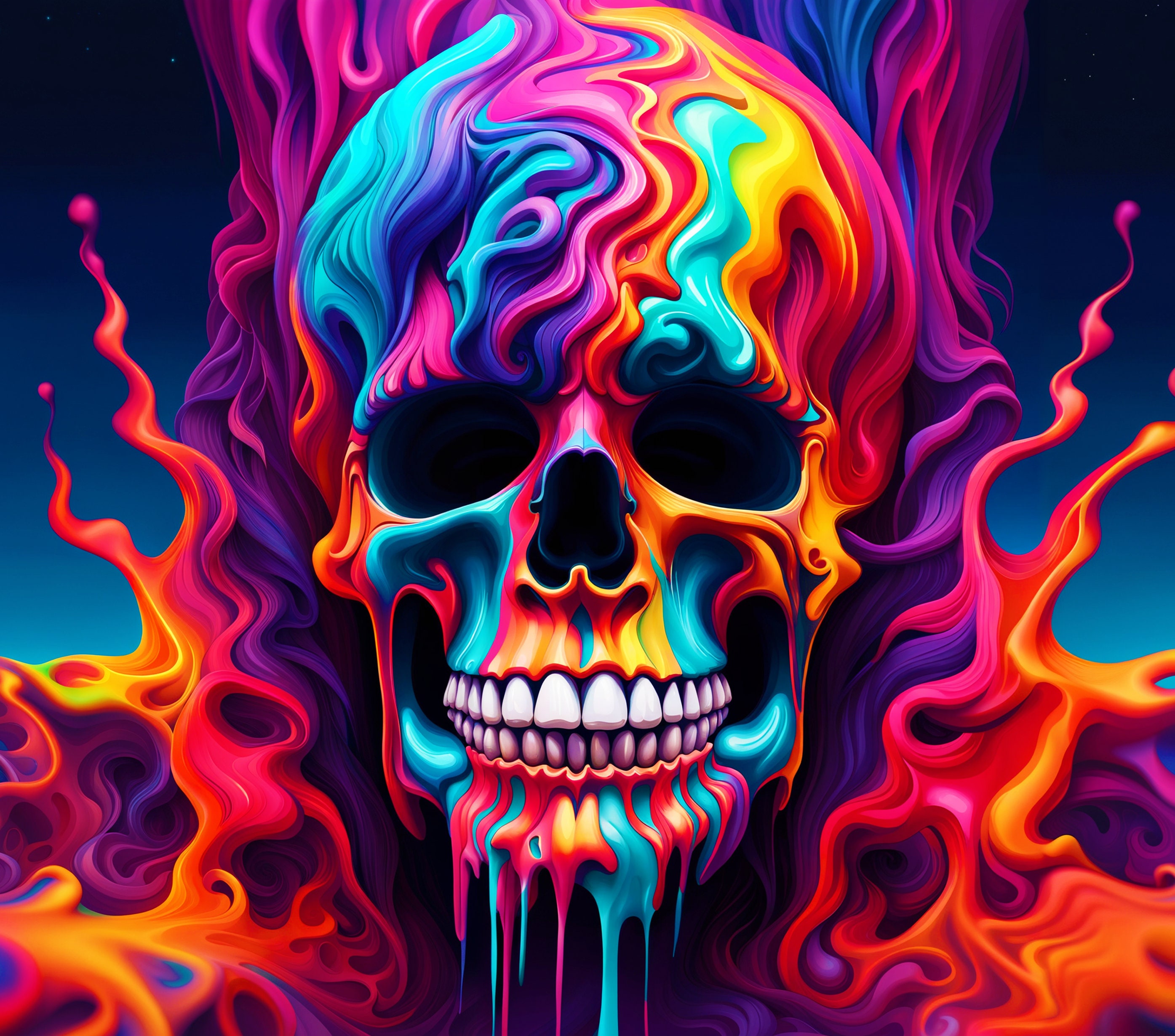 Neon Melting Skull 20 Oz Skinny Tumbler Sublimation Design - Etsy