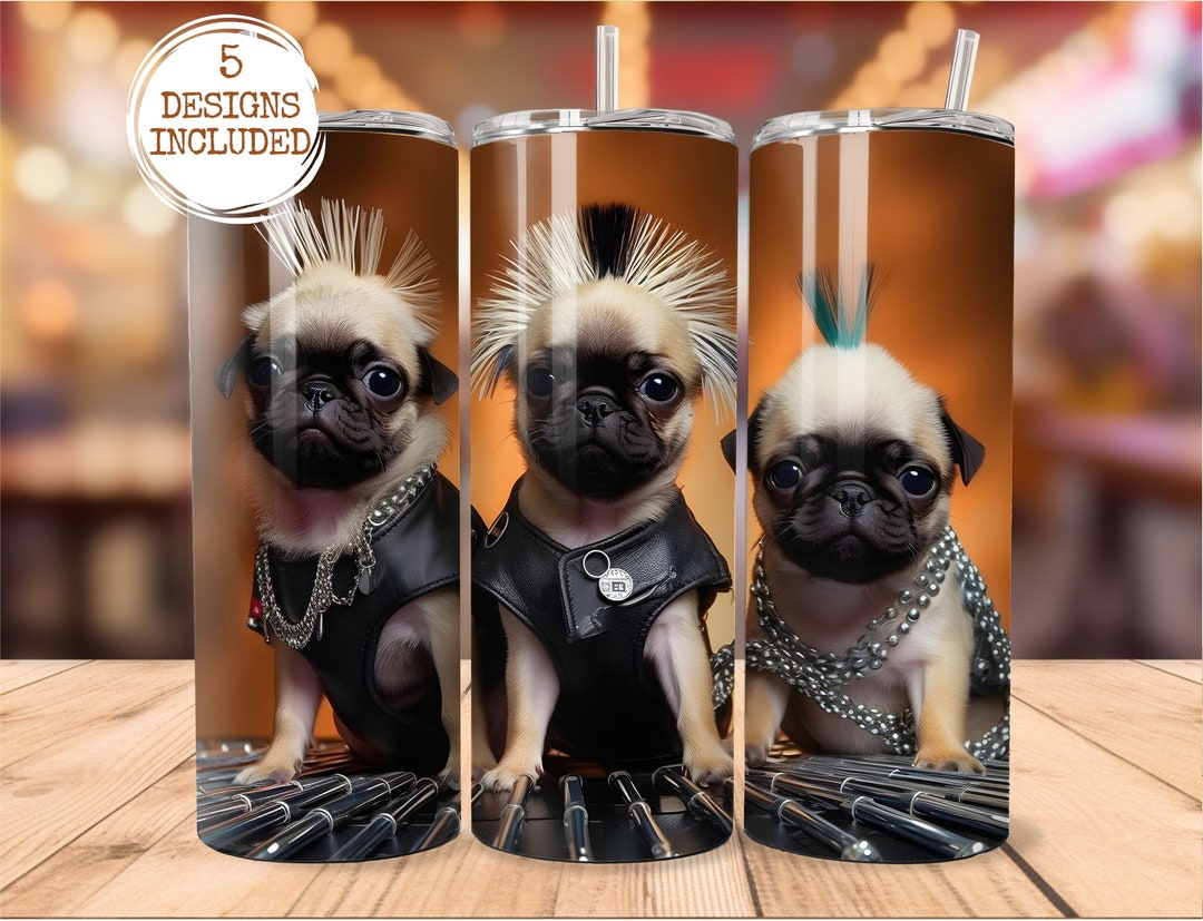 Pug Tumbler Sublimation Design, Punk, Dog Lover, 20 Oz Skinny Straight ...
