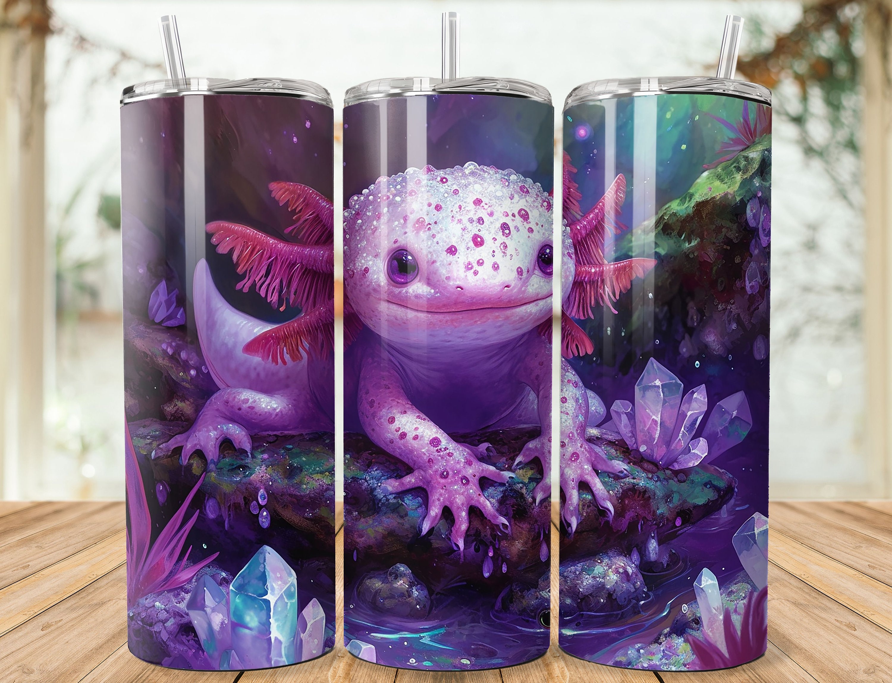 Axolotl Tumbler Wrap Bundle, 3D Axolotl Sublimation PNG, Cute Axolotl ...