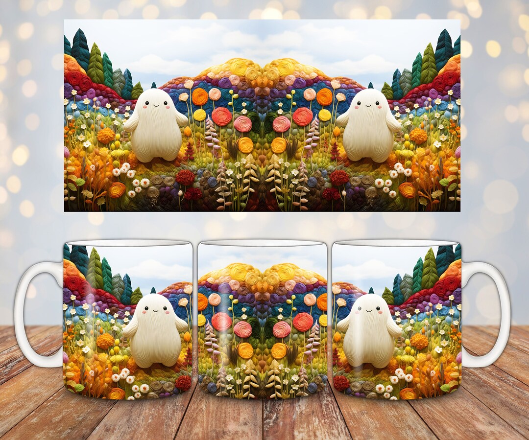 Ghost Coffee Cup PNG 3D Halloween Mug Wrap Ghost Cup Wrap - Etsy