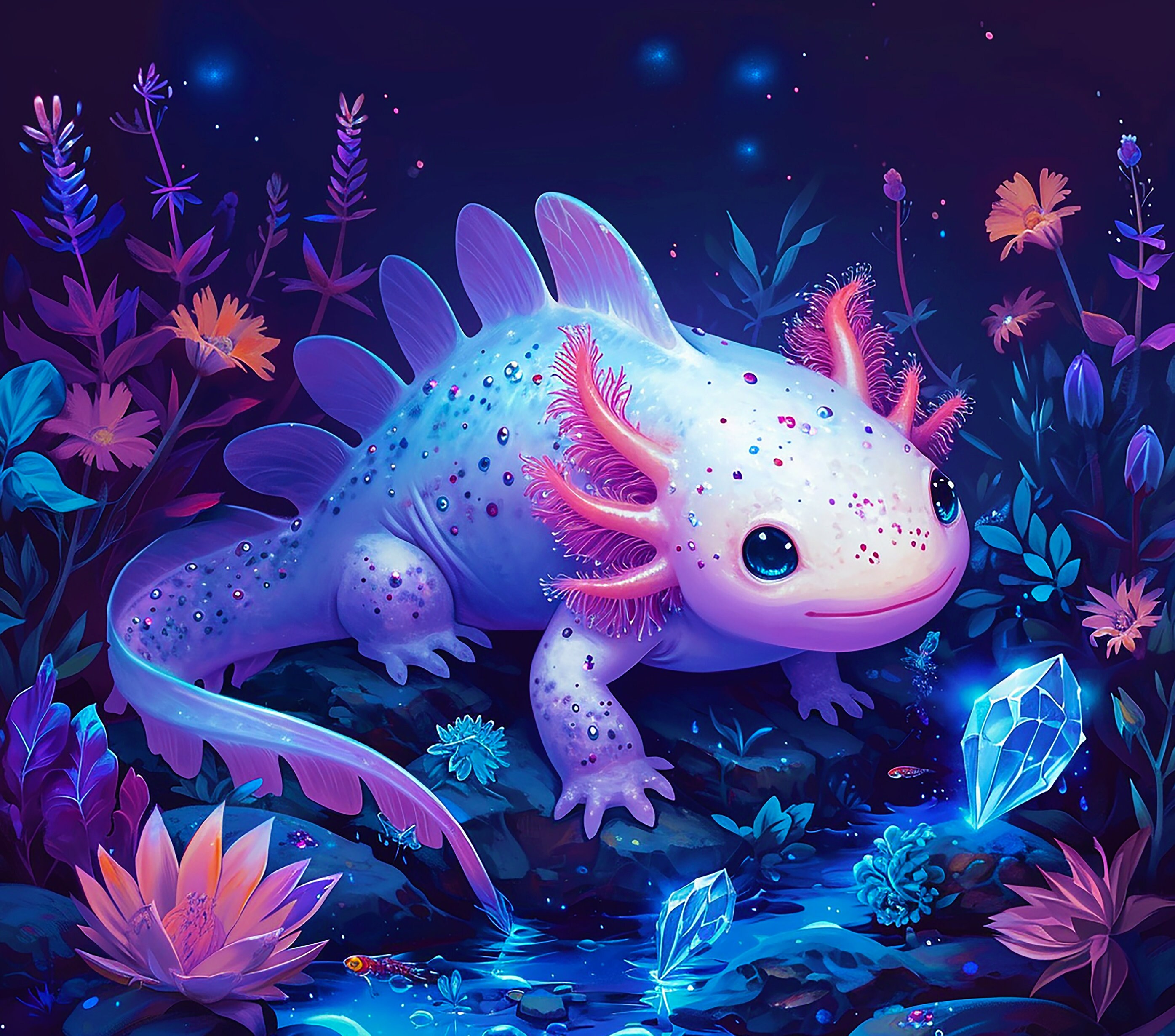 Axolotl Tumbler Wrap, Cute Axolotl Sublimation PNG Floral, 3D Axolotl ...