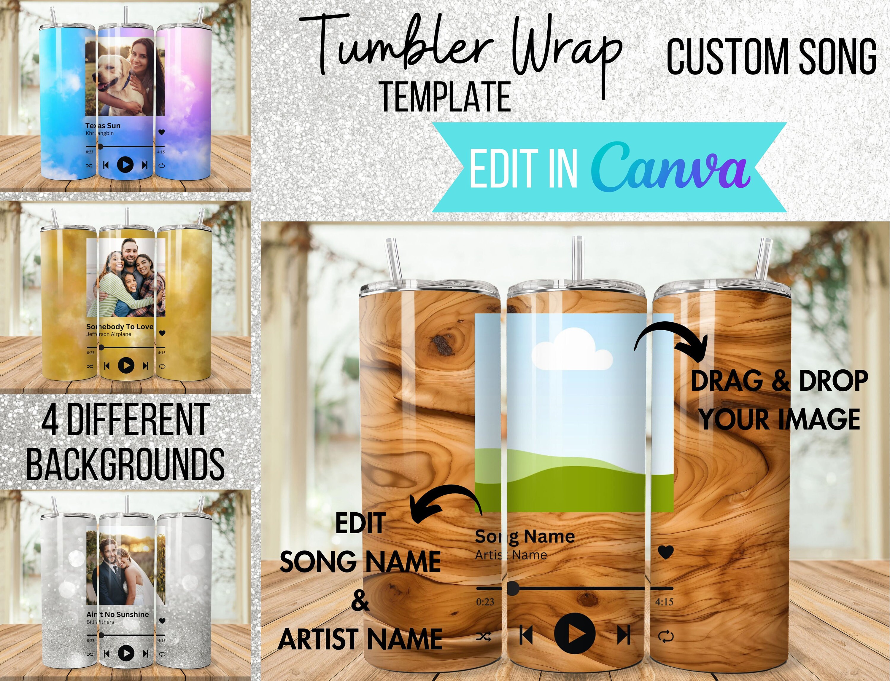 Custom Song Tumbler Wrap Template Favorite Song Tumbler - Etsy