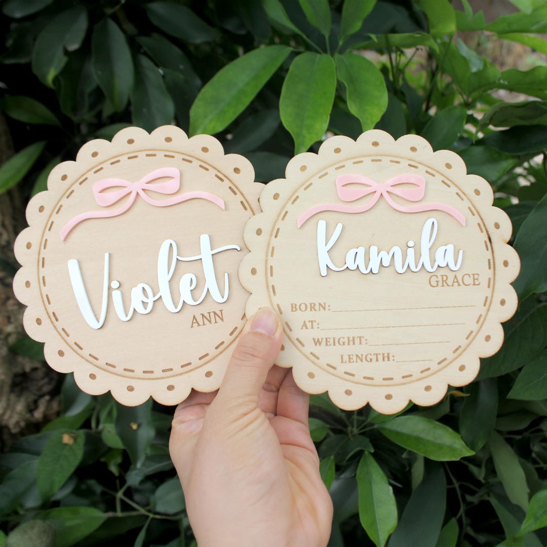 Coquette Baby Name Sign: Wooden Birth Announcement, Newborn Photo Prop ...