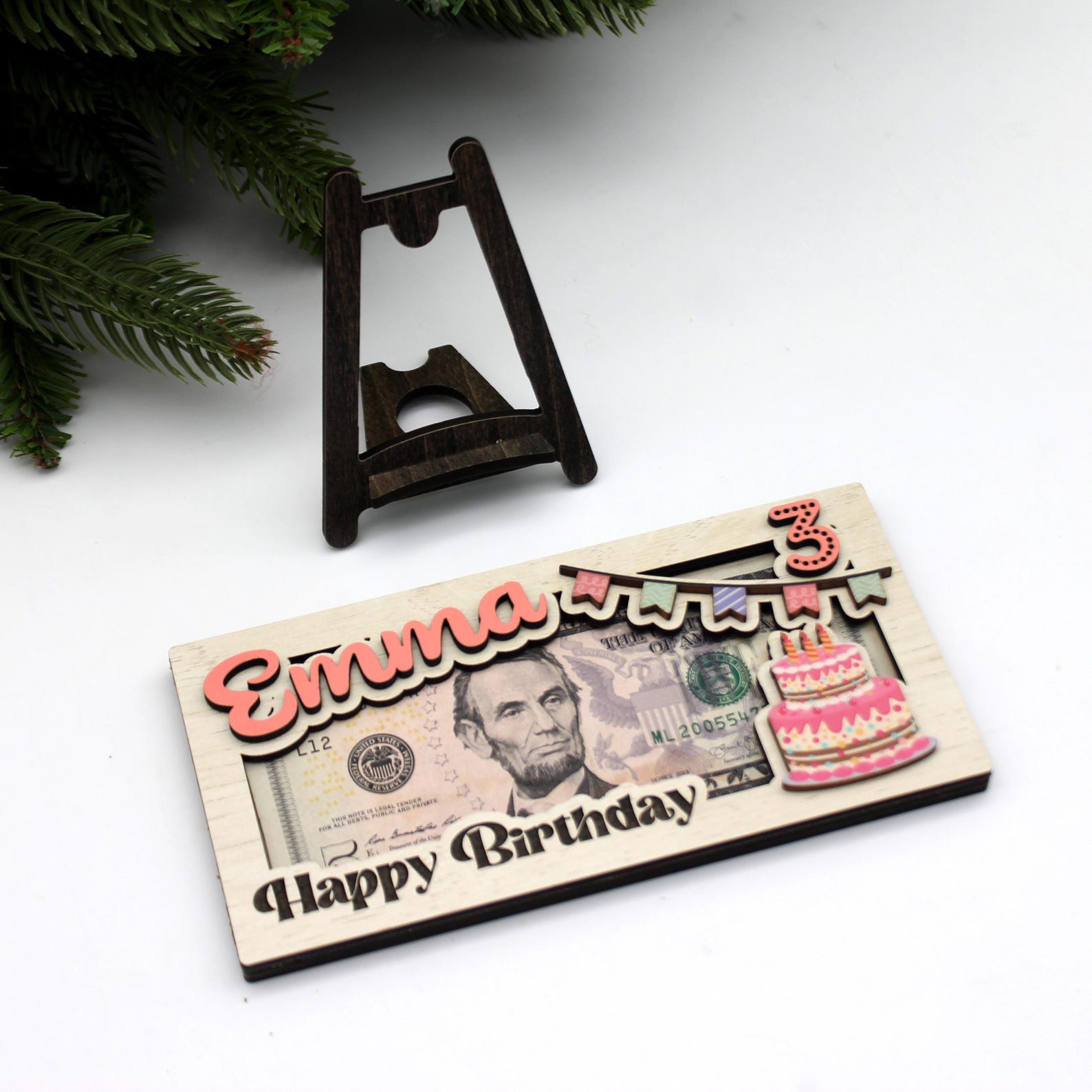 Personalized Birthday Money Holder: Wooden Cash Gift Card - Etsy