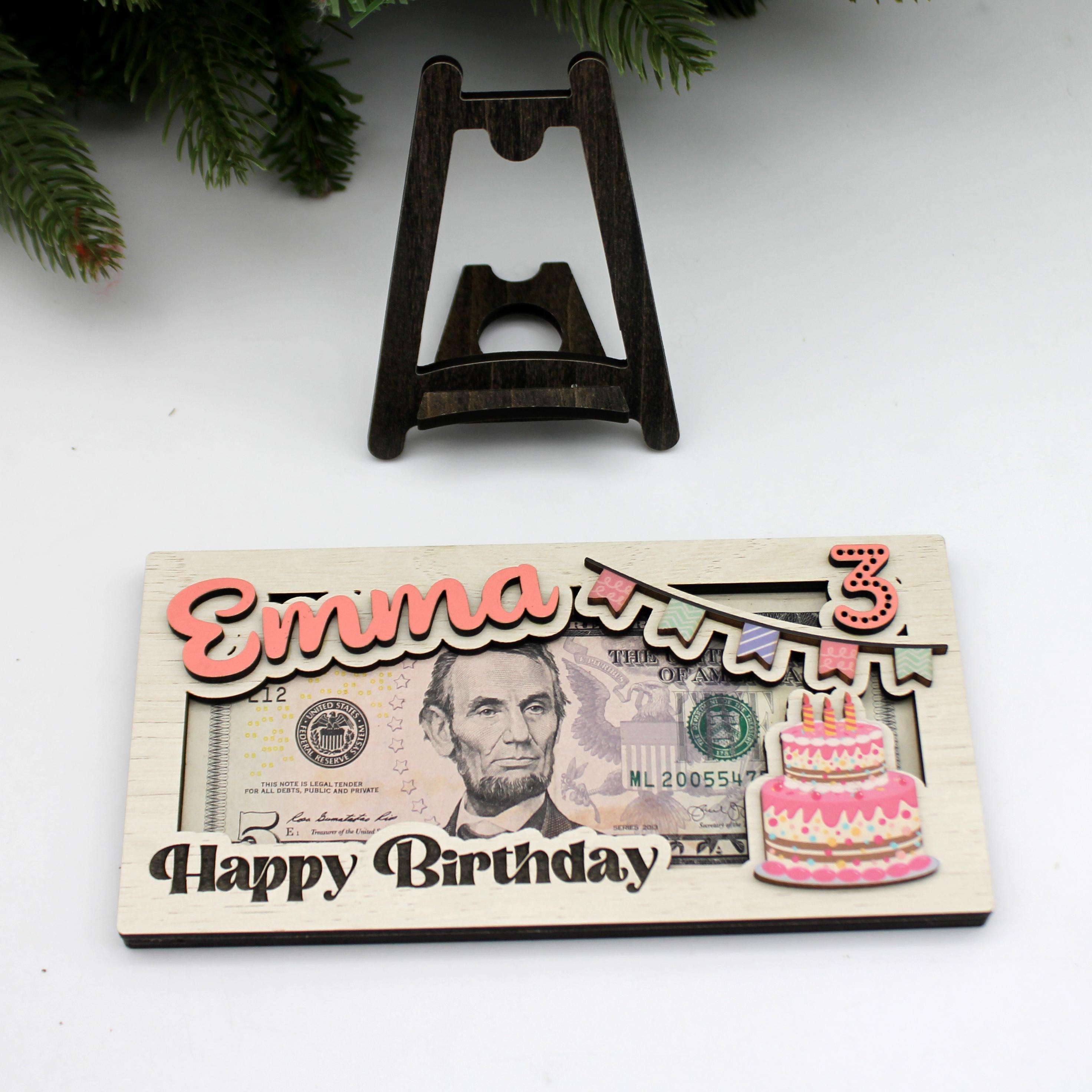 Personalized Birthday Money Holder: Wooden Cash Gift Card - Etsy