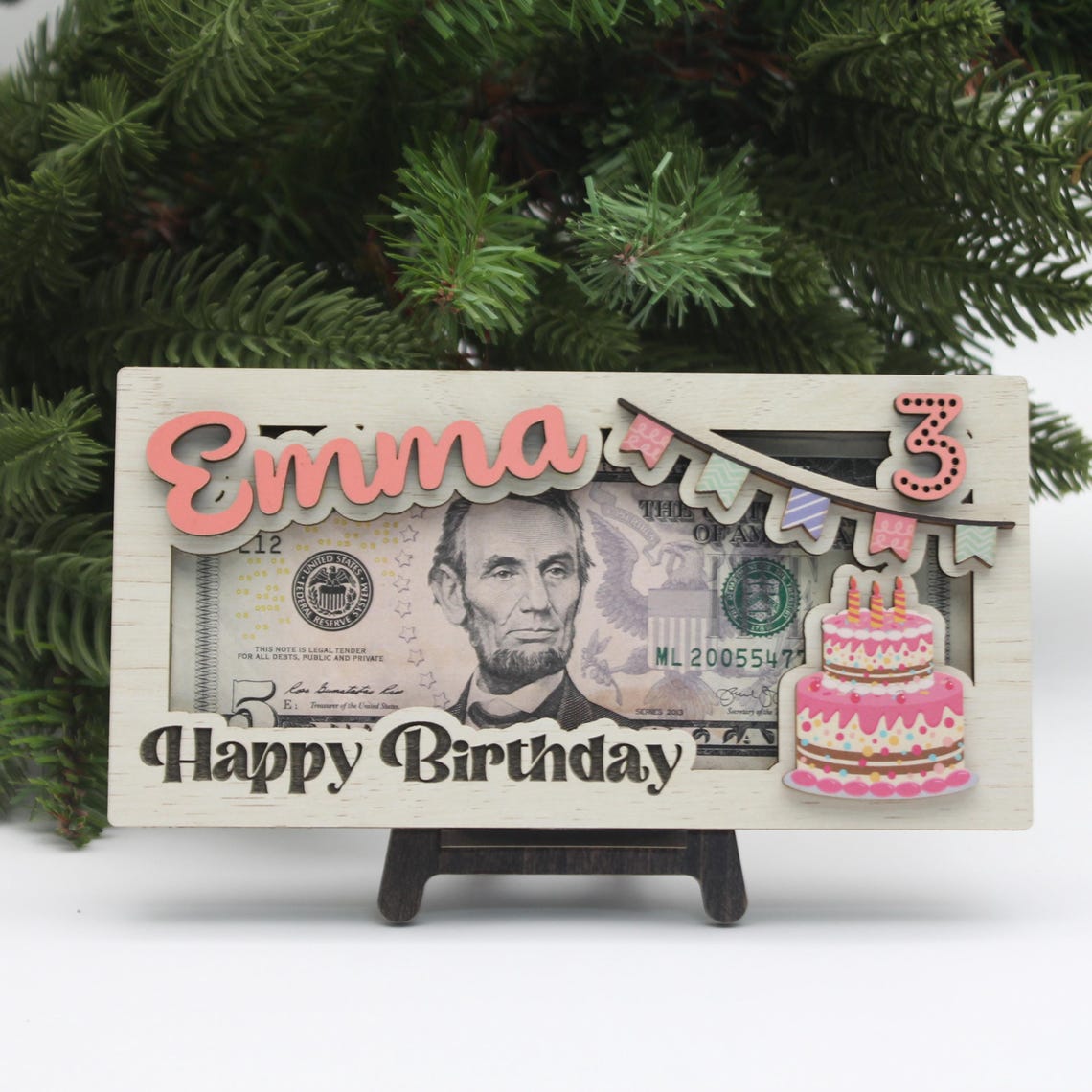 Personalized Birthday Money Holder: Wooden Cash Gift Card - Etsy