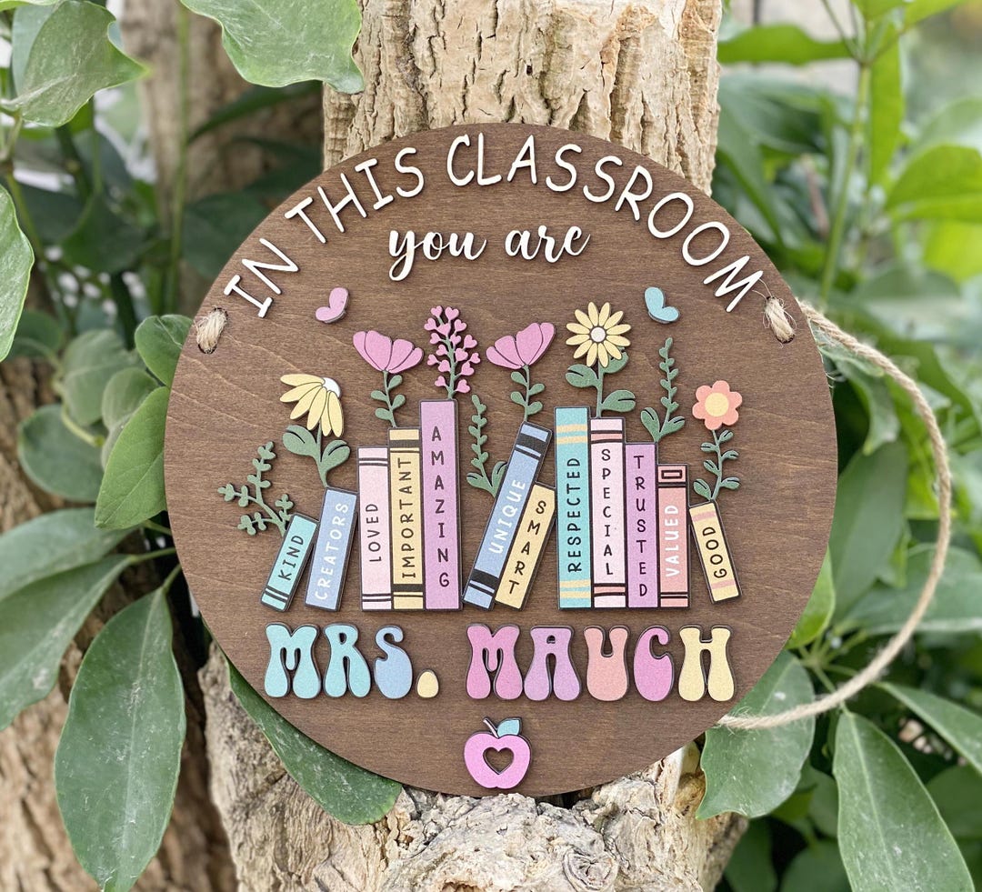 Personalized Teacher Door Hanger: 3D Classroom Name Sign - Etsy