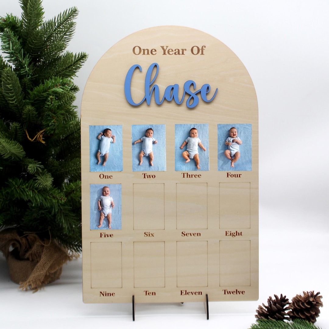 Personalized 1 Year Old Photo Board: Newborn to 12 Months, Baby 1 Year ...