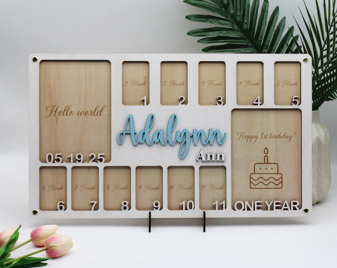 Baby First Year Picture Frame, Personalized Baby Photo Frame, Photo ...