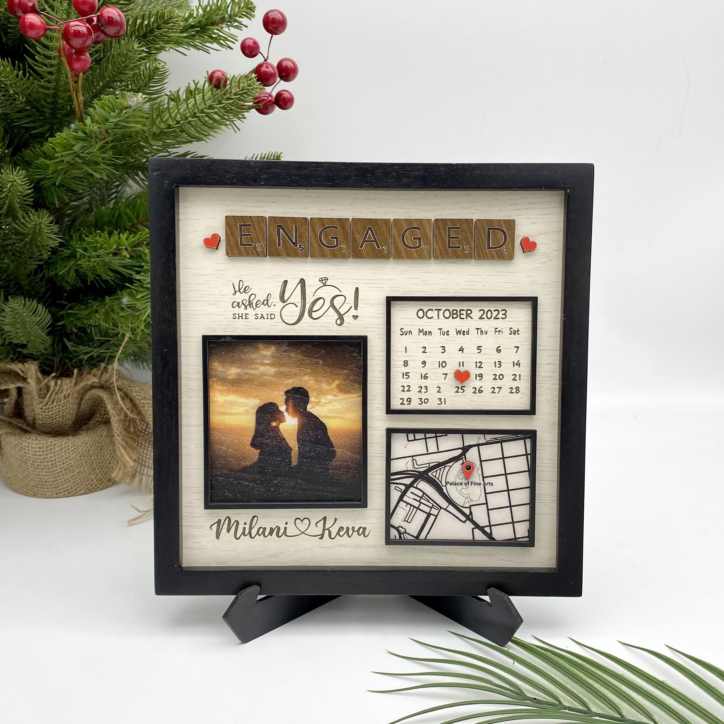 Custom Location Photo Frame | Personalized Map, Engagement Gift - Etsy