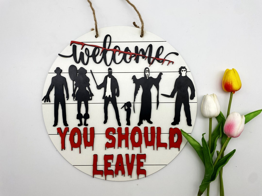 Horror Movie Character Wooden Door Sign: Halloween Welcome Decor - Etsy